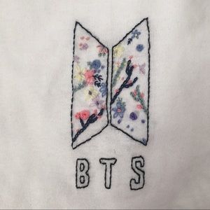 Shirts | Bts Floral Handmade Embroidered Tshirt | Poshmark